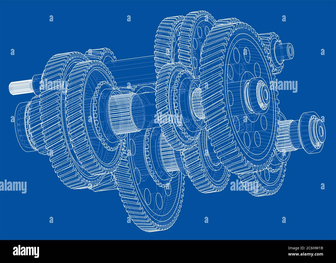 Outline gearbox concept. 3D illustration Stock Photo - Alamy