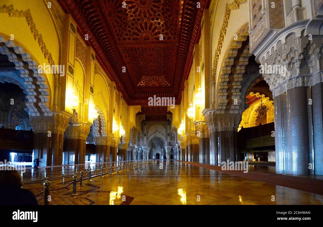 Morocco, inside the impressive mosque Hassan II. in Casablanca, the ...