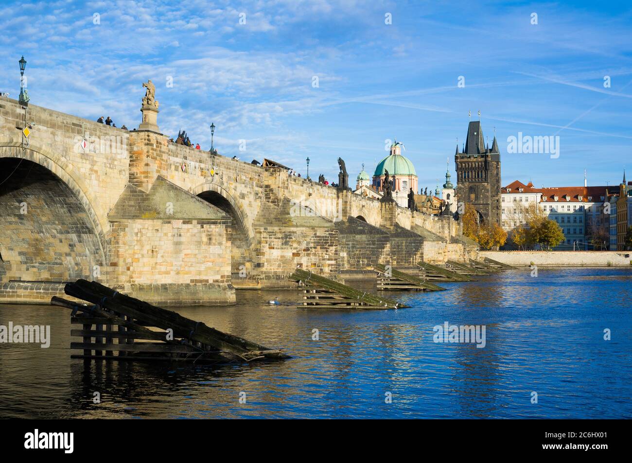 Vltava river and Charles Bridge, Prague, Czech Republic / Czechia ...