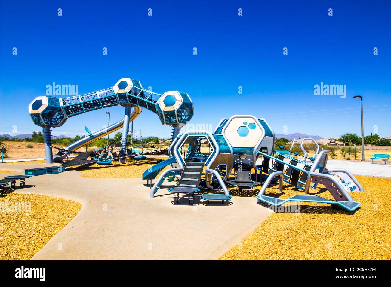 Futuristic Playground Equipment At Free Public Park Stock Photo - Alamy