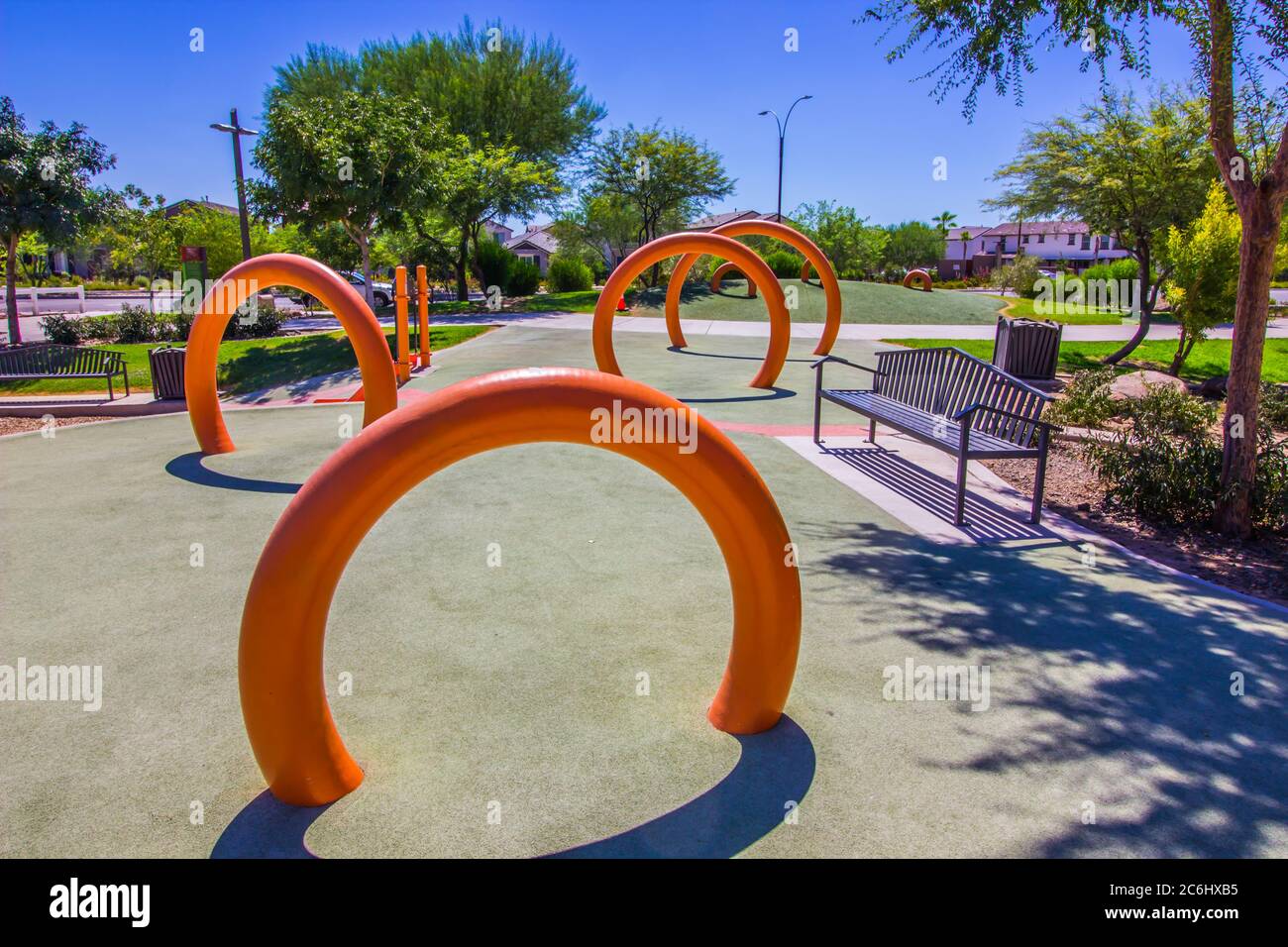Climbing Rings At Free Public Park Stock Photo - Alamy