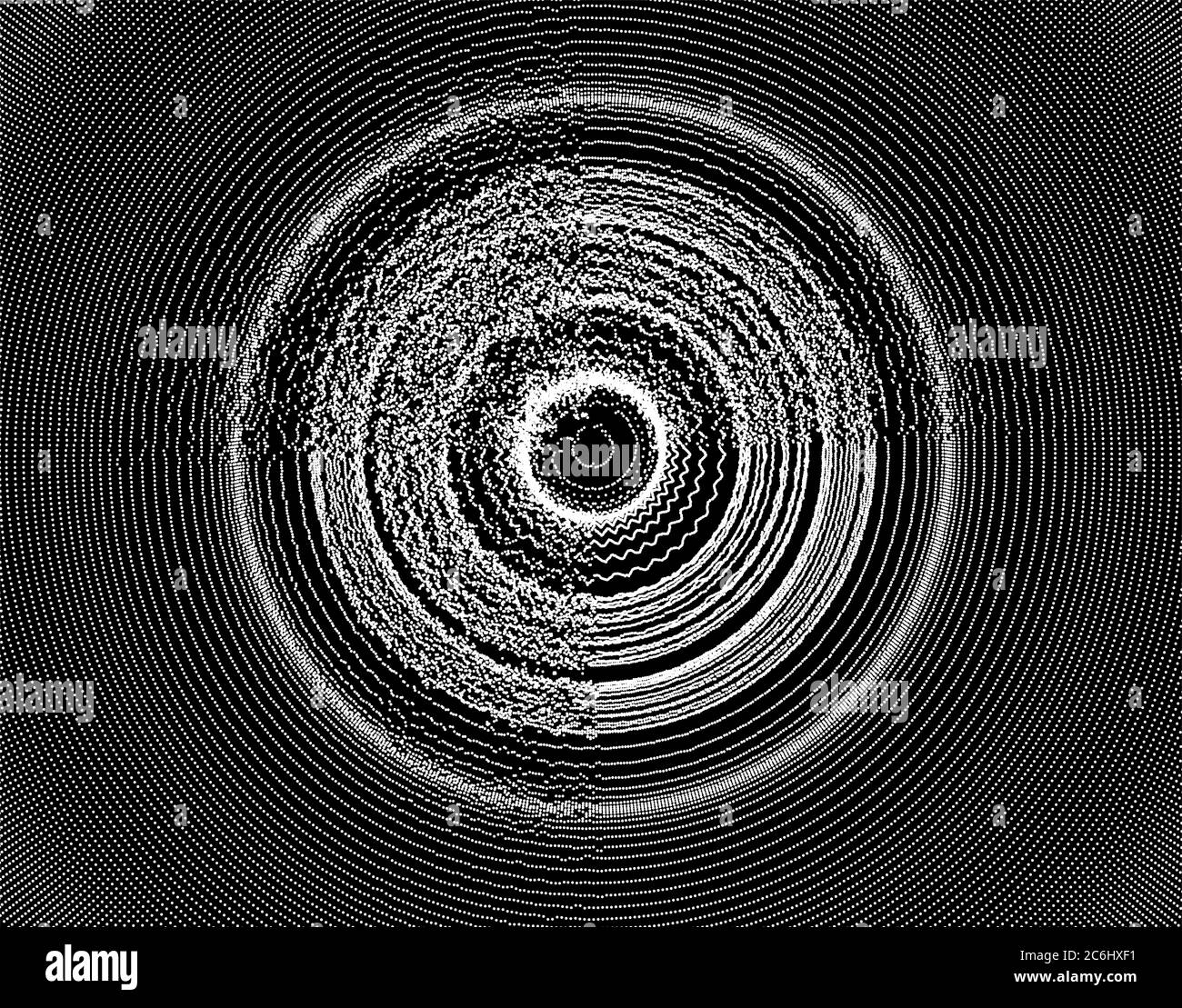 Abstract circular background with dynamic dots. Radial structure for science or technology ...