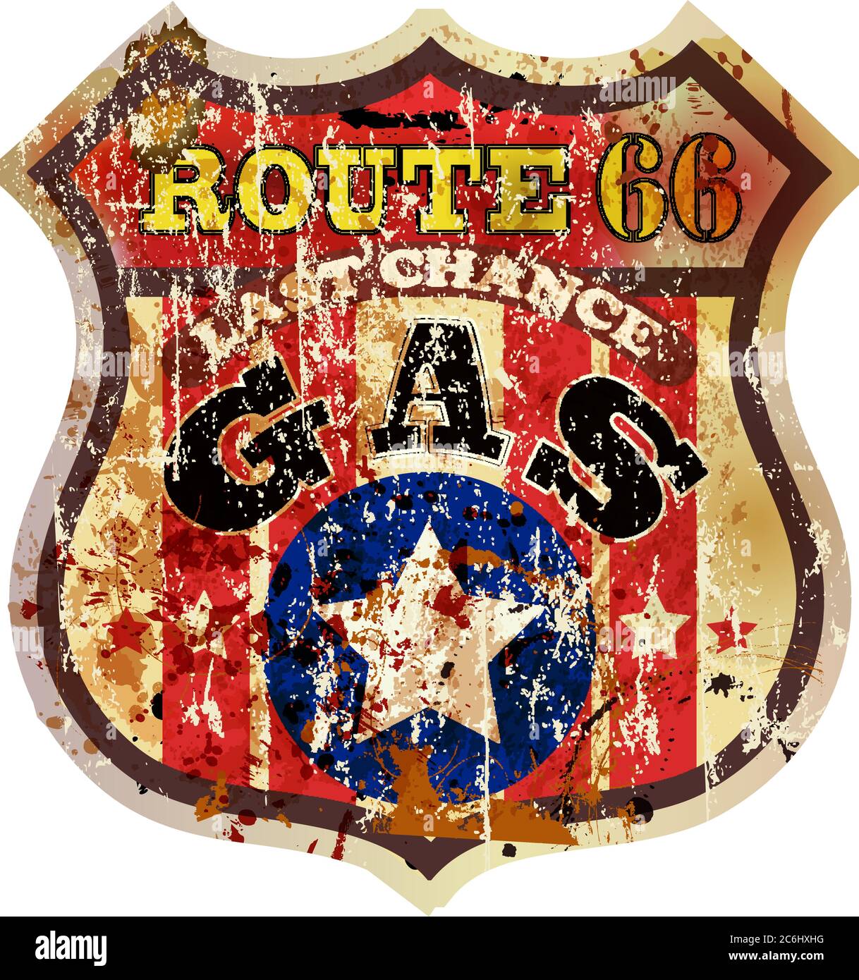 vintage route 66 gas sation sign, retro style vector illustration ...