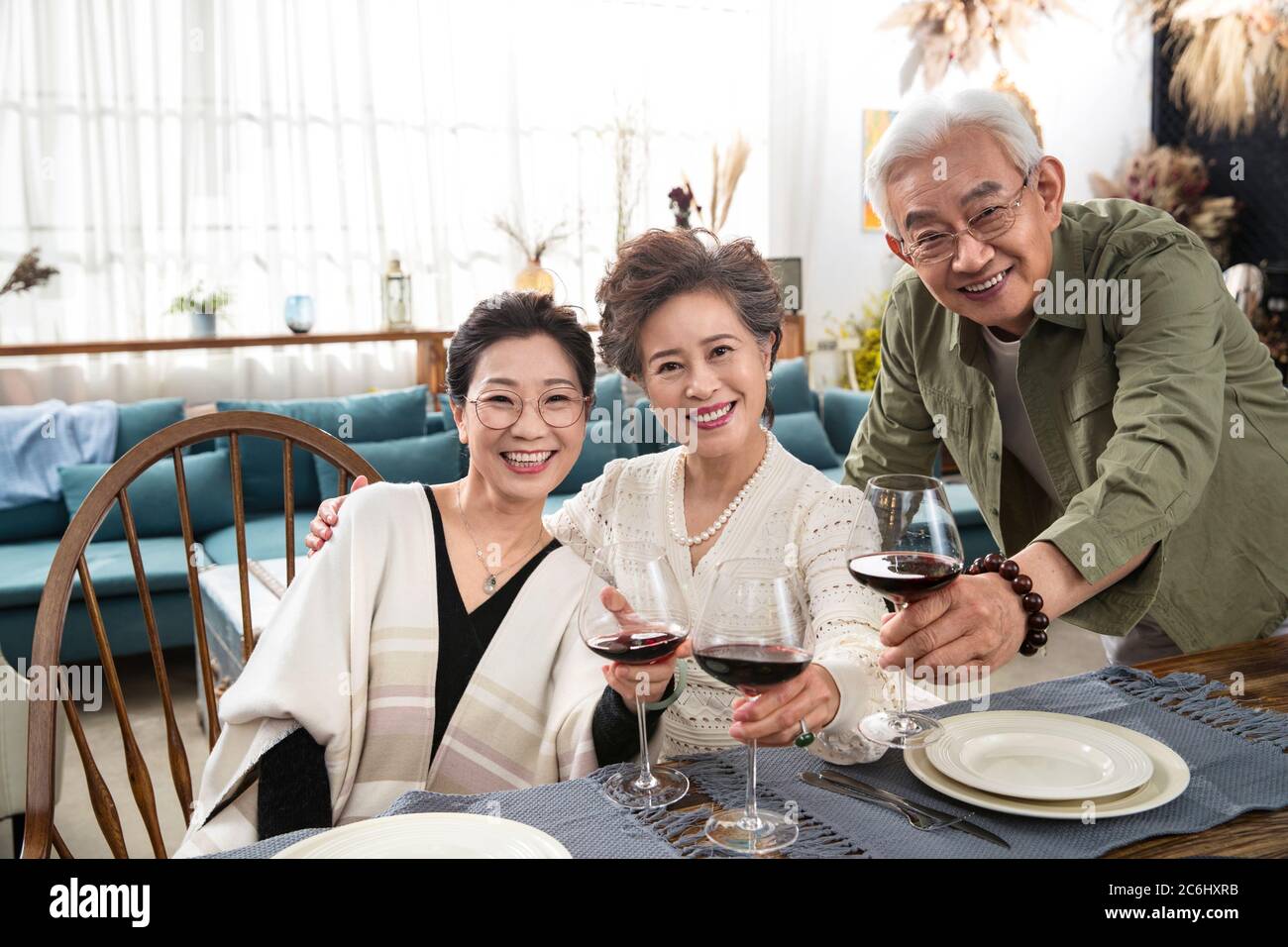 Elderly people toast portrait at the party Stock Photo - Alamy