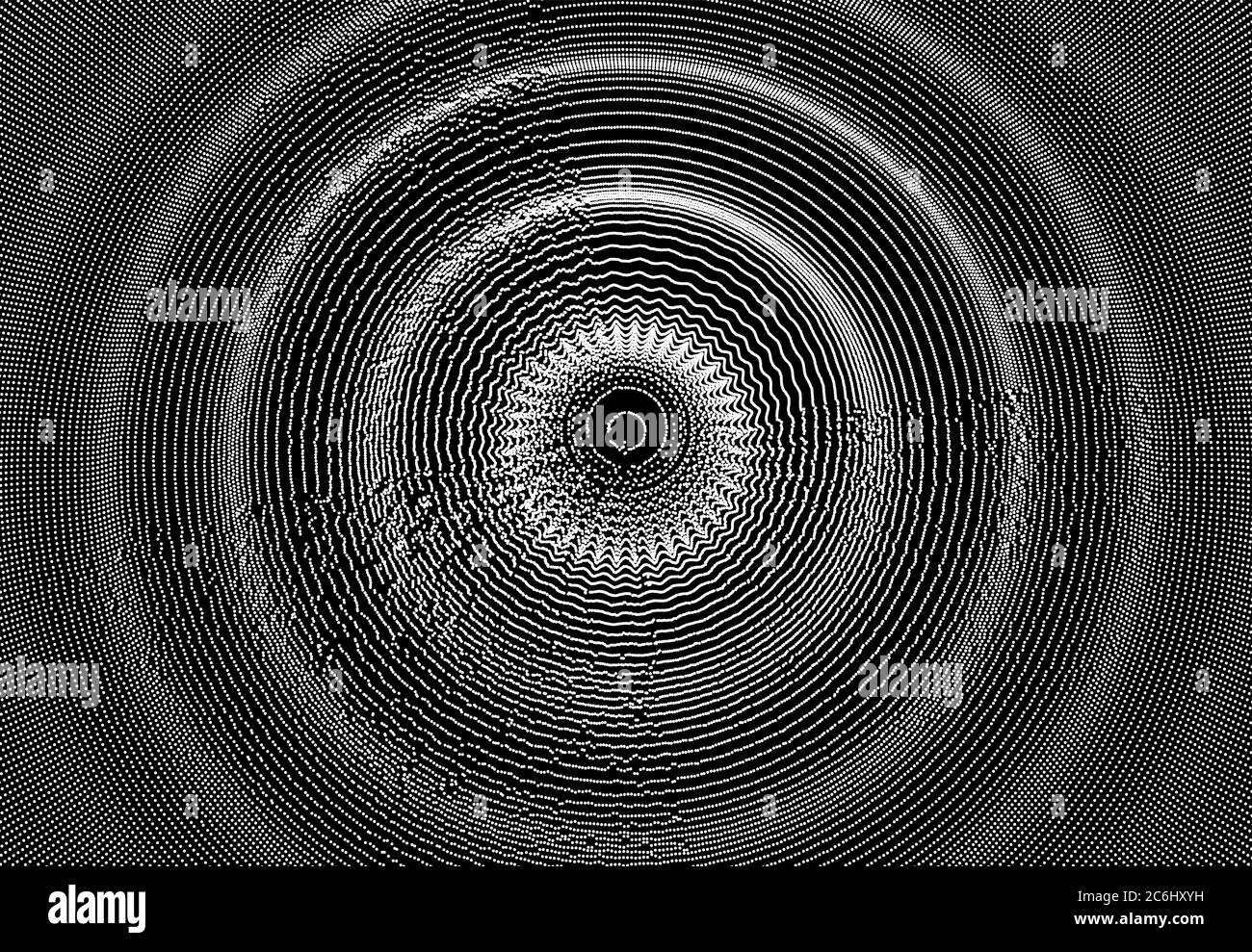 Abstract circular background with dynamic dots. Radial structure for science or technology ...