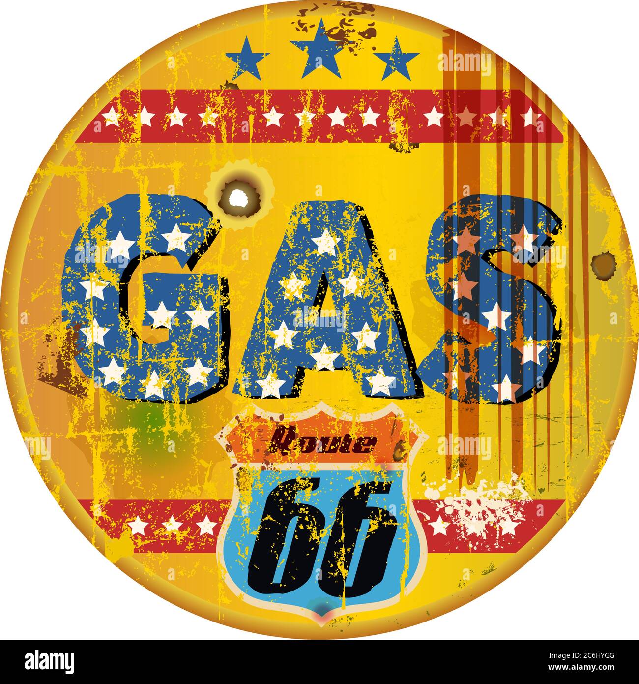 vintage route 66 gas sation sign, retro style vector illustration ...