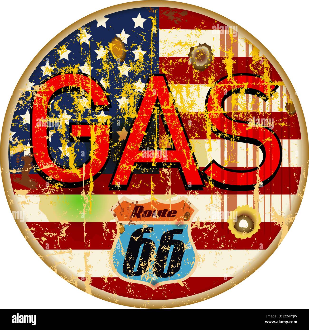 vintage route 66 gas sation sign, retro style vector illustration ...