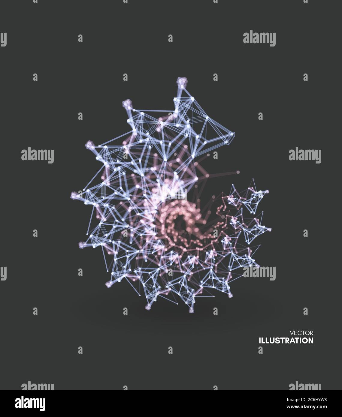 Nautilus shell. Abstract design element. 3d connection structure ...