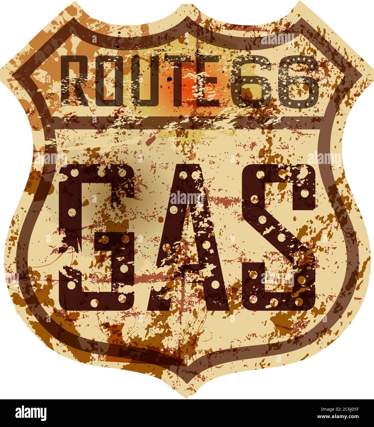 vintage route 66 gas sation sign, retro style vector illustration ...