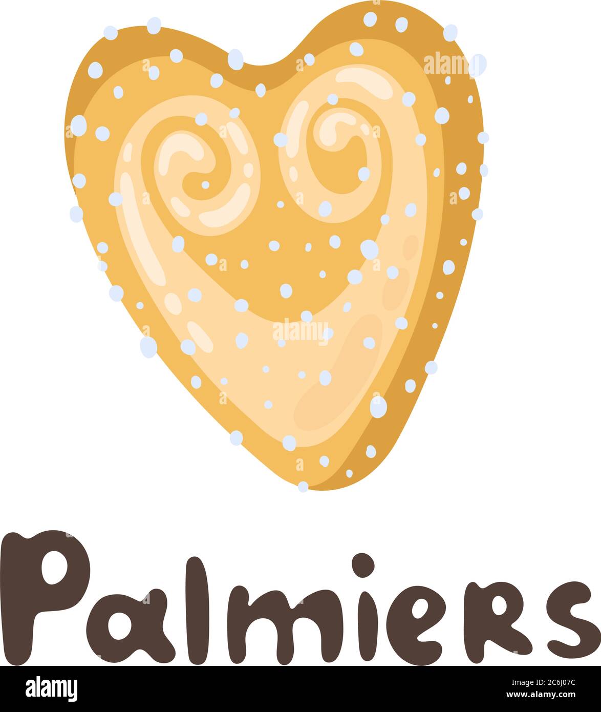 Palmier - French pastry. Puff pastry heart cookie illustration. Cartoon ...
