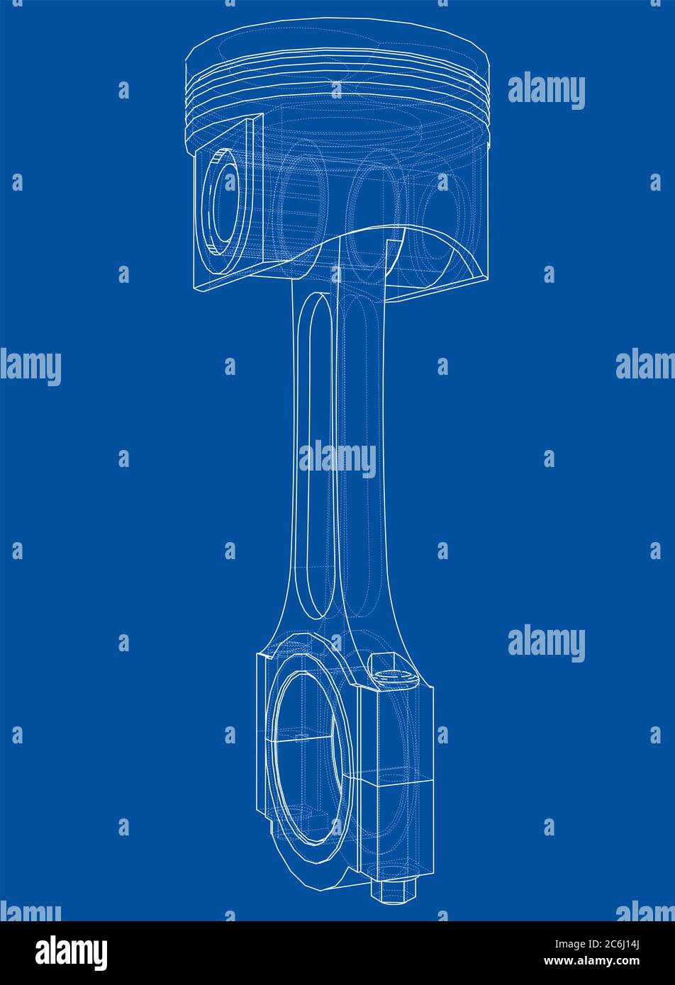Sketch of piston. 3D illustration Stock Photo - Alamy