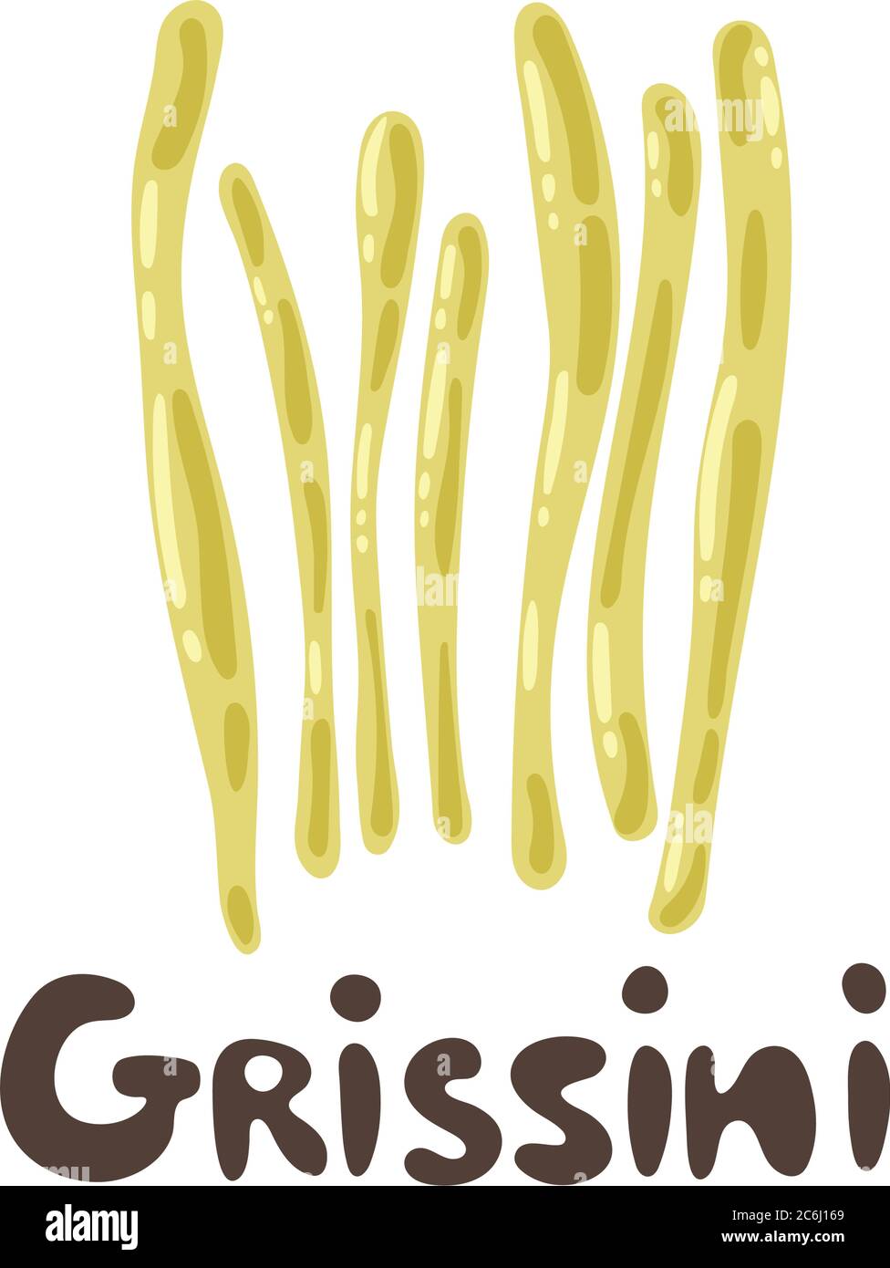 Traditional italian bread Grissini. Takeout cafe dish. Cute flat style ...
