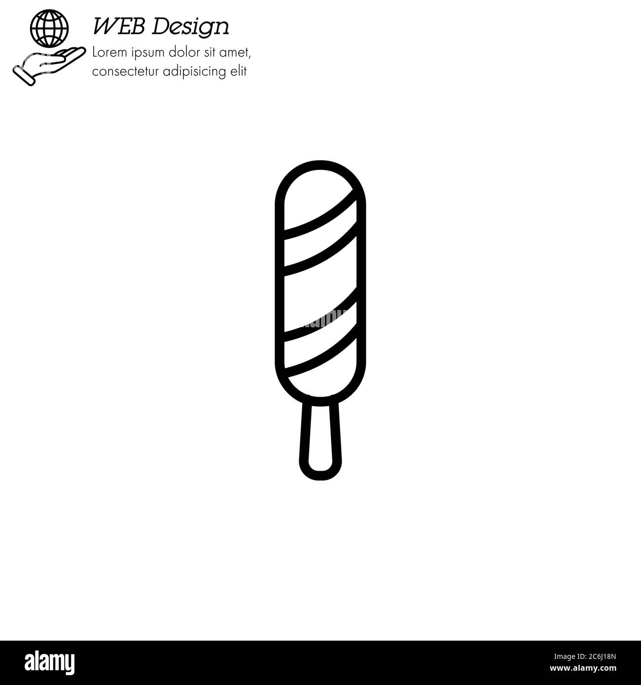 Ice lolly, ice cream icon thin line, linear, outline. Simple sign, logo ...