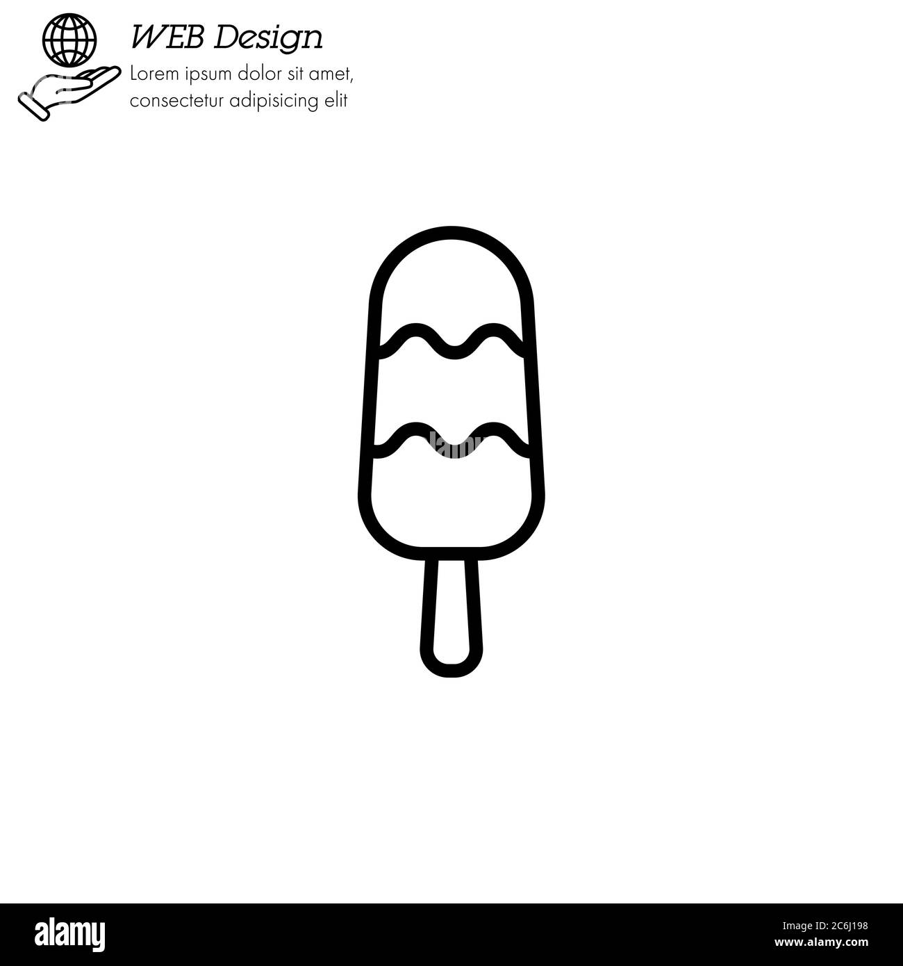 Ice Lolly Ice Cream Icon Thin Line Linear Outline Simple Sign Logo