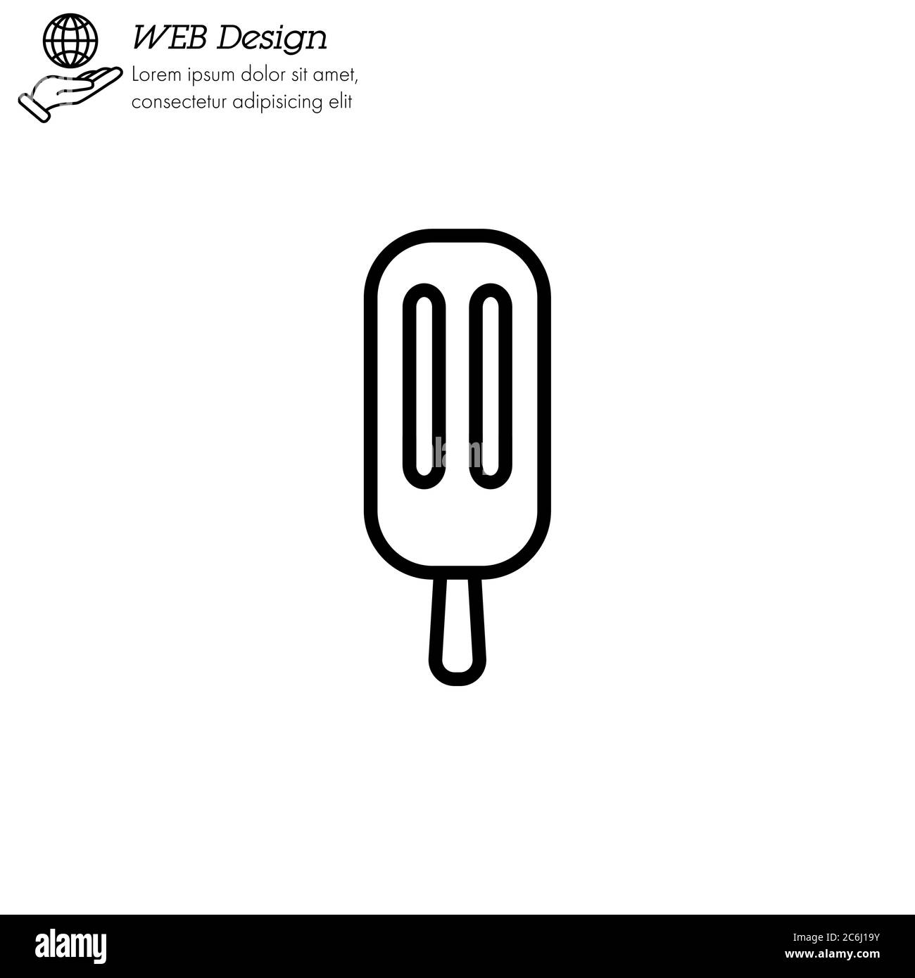 Ice lolly, ice cream icon thin line, linear, outline. Simple sign, logo ...