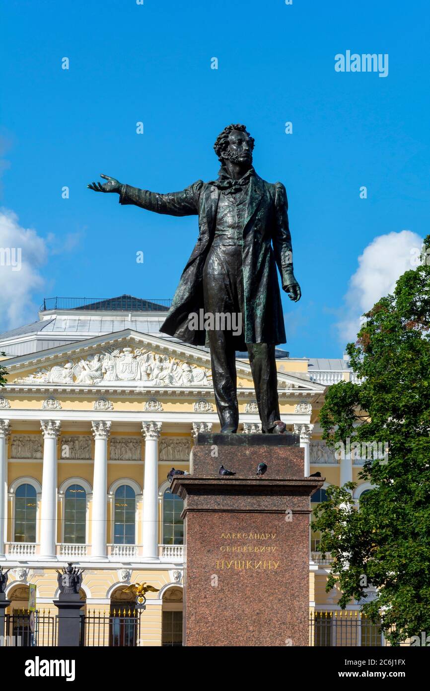 Saint Petersburg, monument to the poet Pushkin on the square of Arts ...