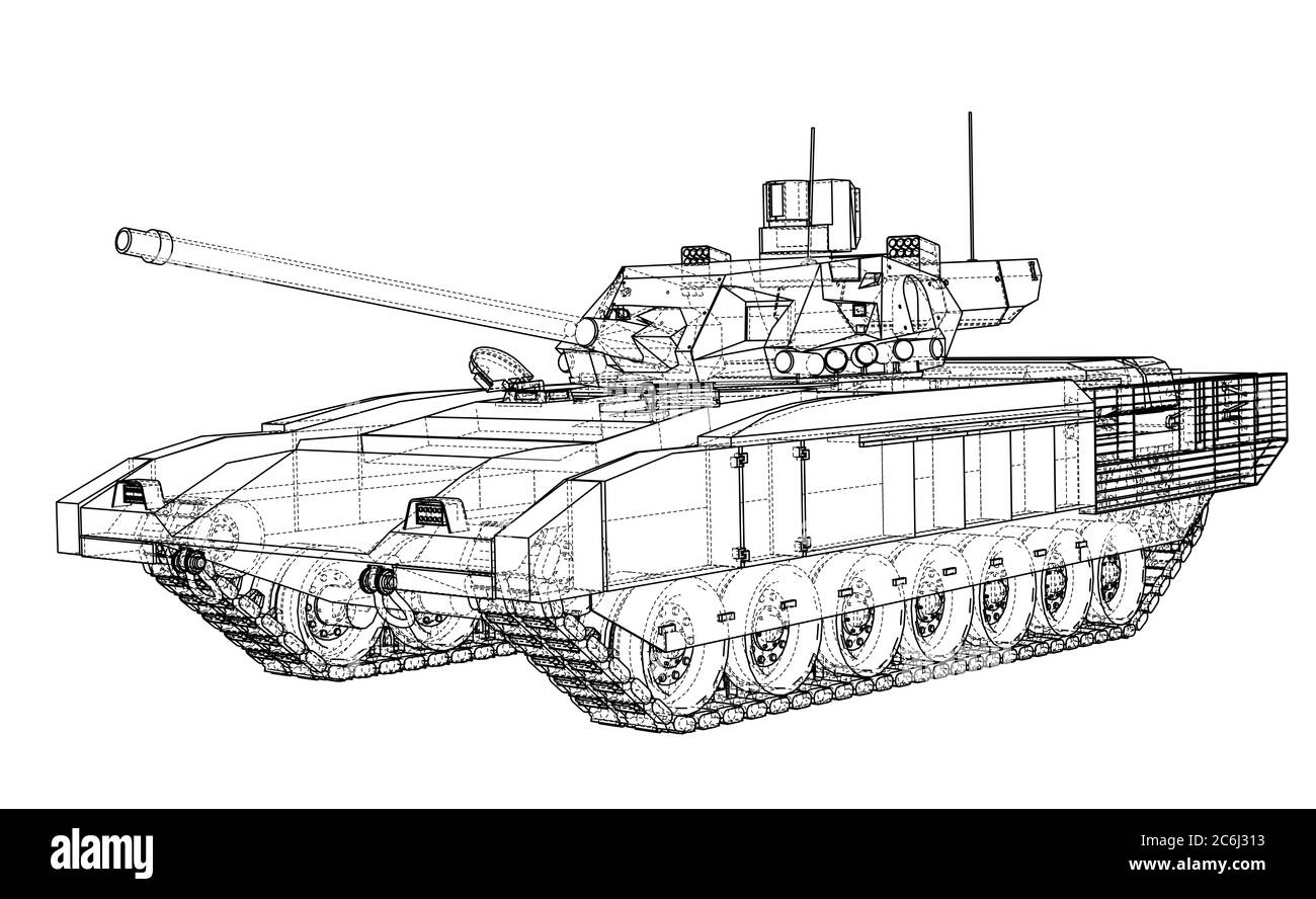 Blueprint of realistic tank Stock Photo - Alamy