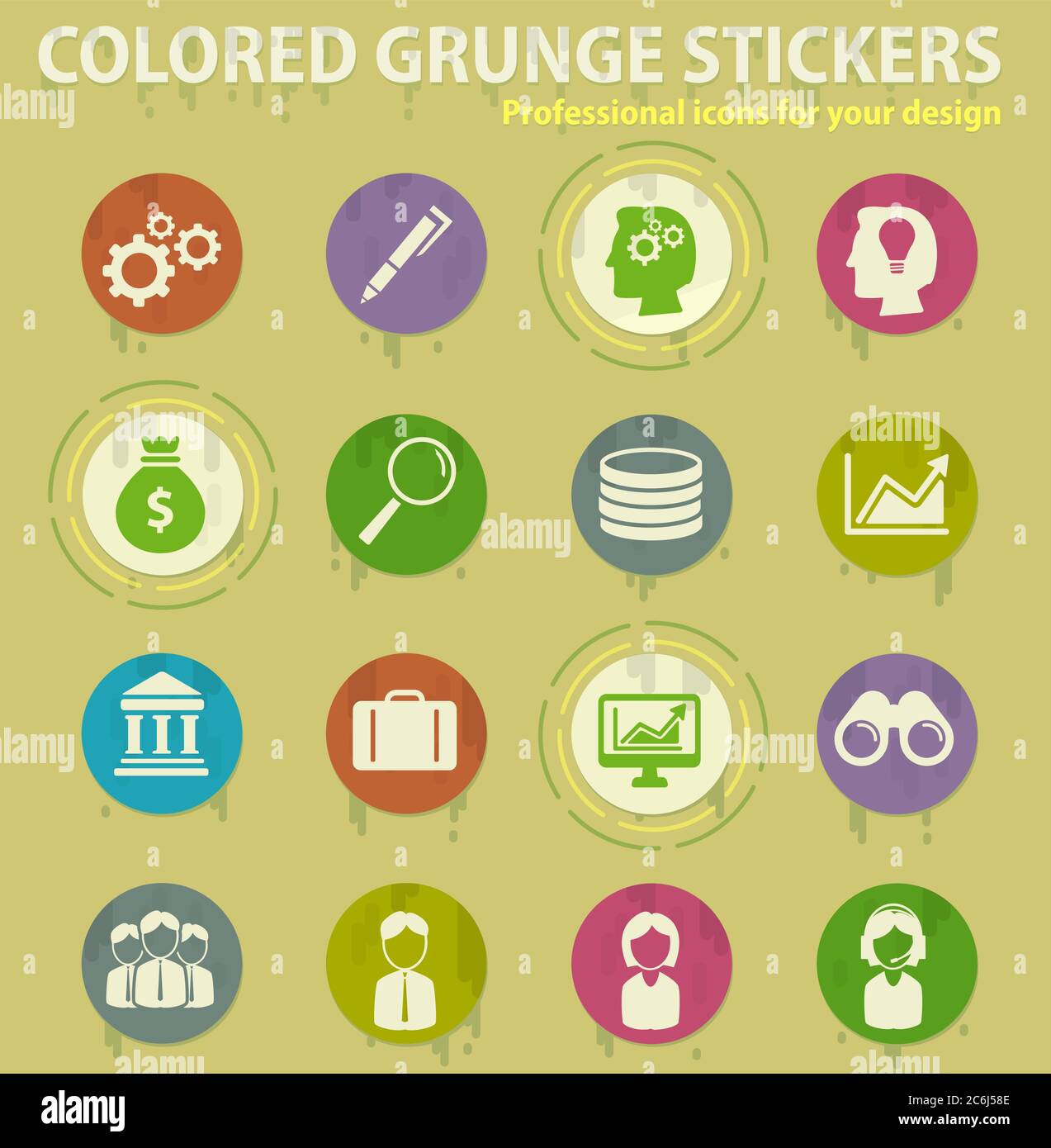 Office colored grunge icons Stock Vector Image & Art - Alamy