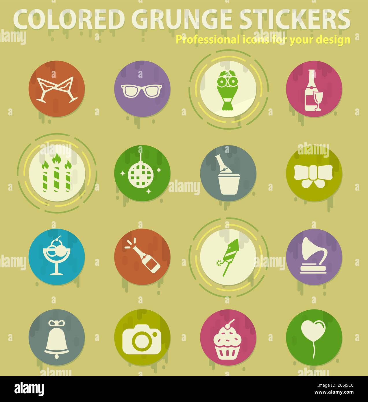 Party colored grunge icons Stock Vector Image & Art - Alamy