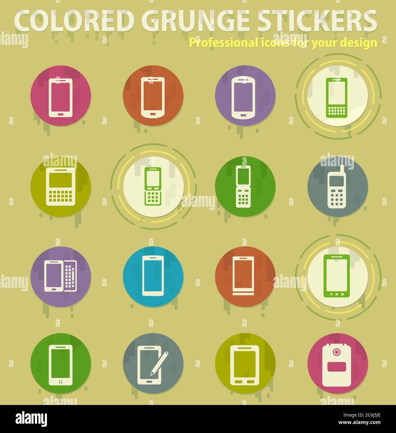 Phones colored grunge icons Stock Vector Image & Art - Alamy