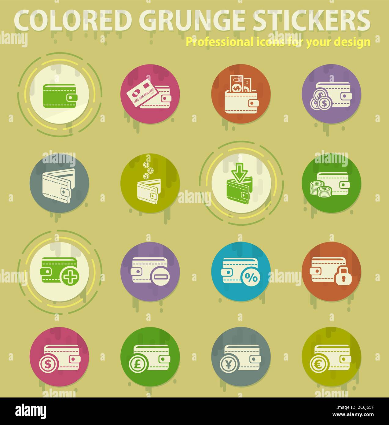 set of money colored grunge icons Stock Vector Image & Art - Alamy