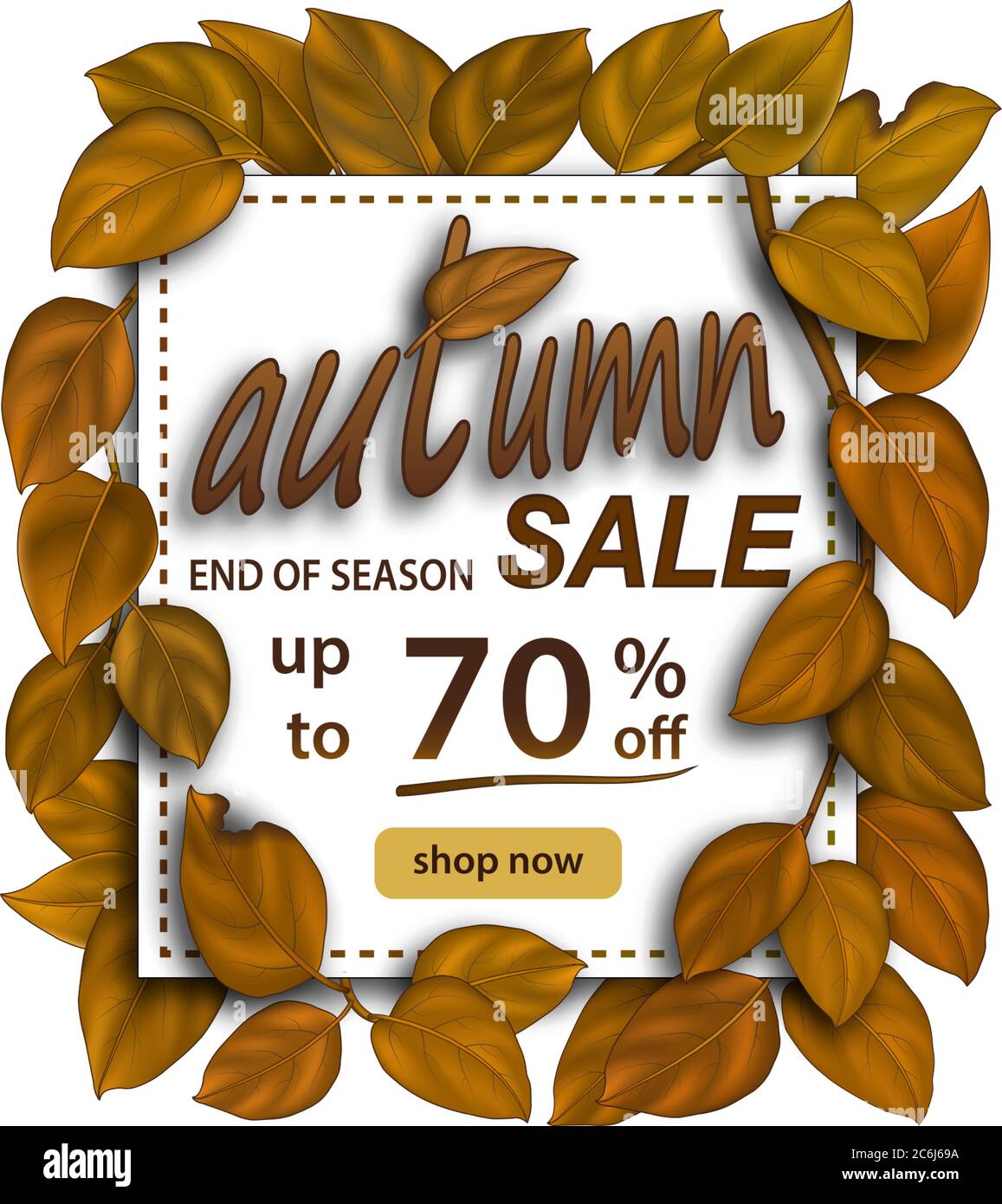 Autumn special offer banner with semi realistic autumn leaves in fall ...