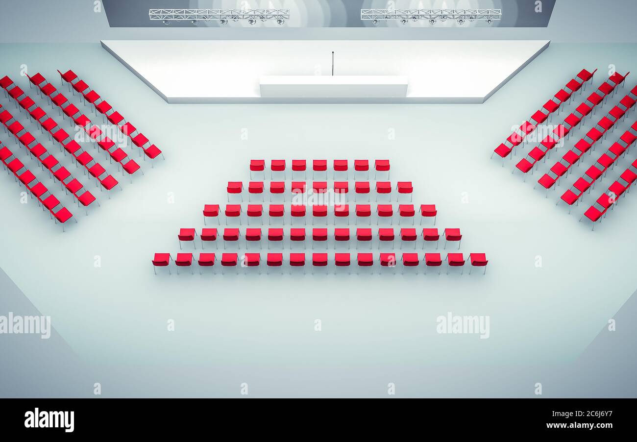 3d Illustration of Conference hall with chairs Stock Photo - Alamy