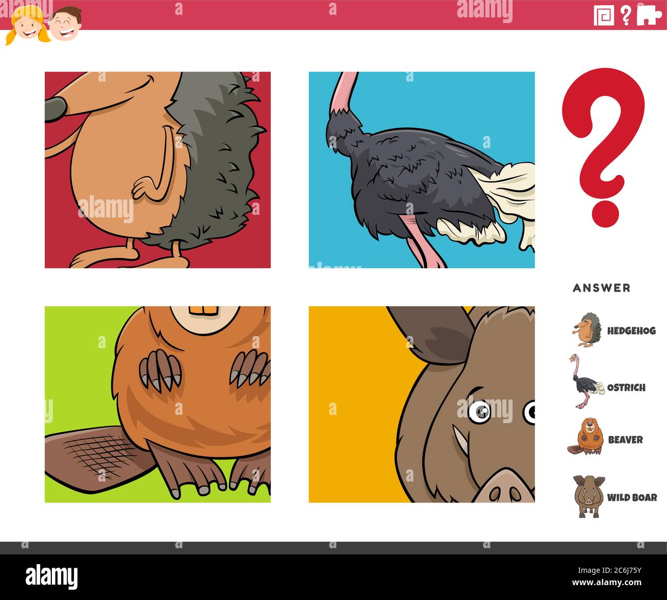 Cartoon Illustration of Educational Game of Guessing Wild Animals ...
