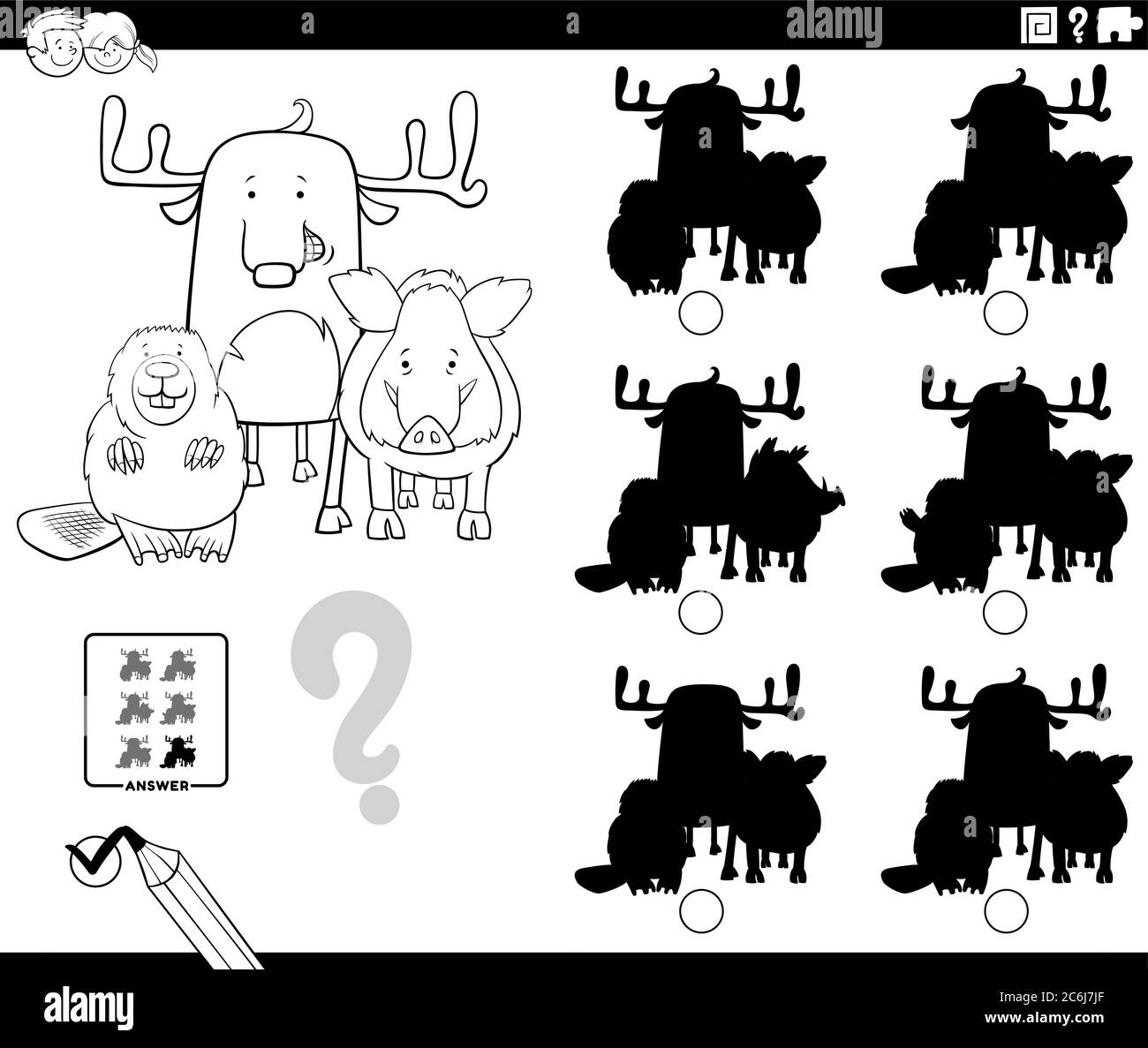 Black and White Cartoon Illustration of Finding the Shadow without ...