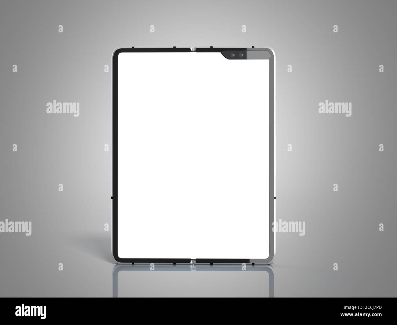 Modern flexible smart phone White screen for mockup 3d render on grey ...
