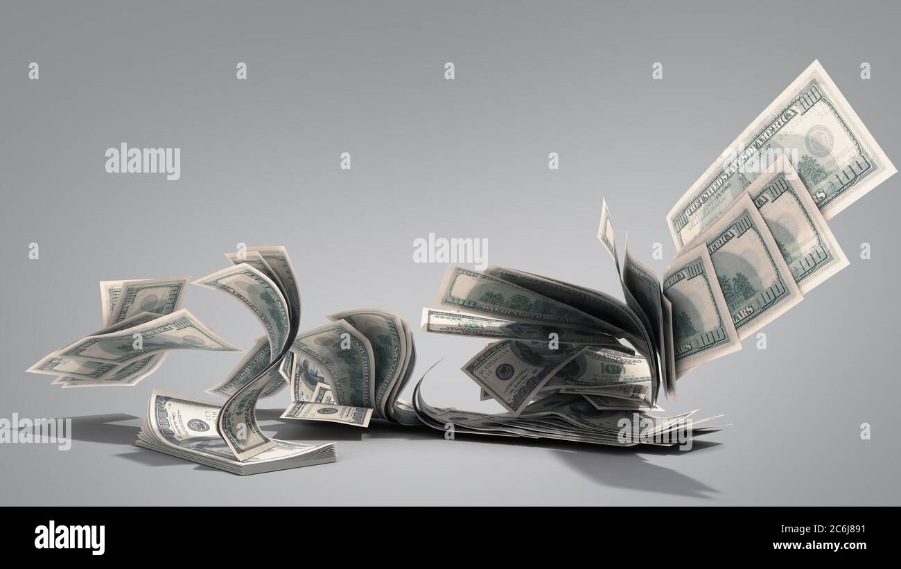 3d render flying dollar bill hi-res stock photography and images - Alamy