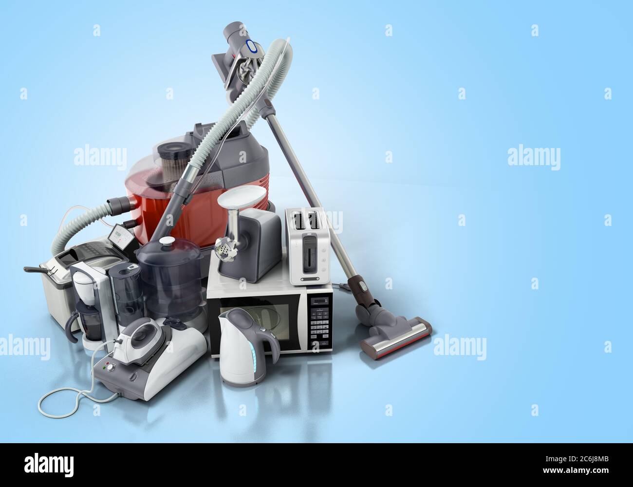 Home appliances Group of vacuum cleaner microwave iron coffee maker ...