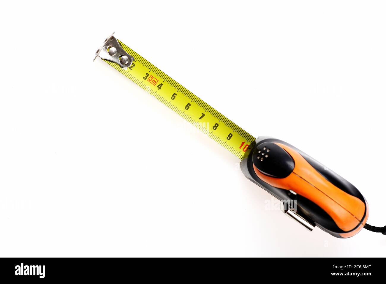 Device for measuring. Bright tape measure isolated on white background ...