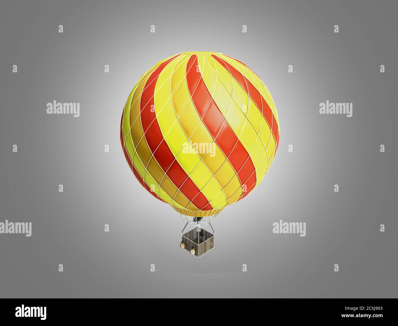 Hot Air color balloon 3d render on grey background Stock Photo - Alamy