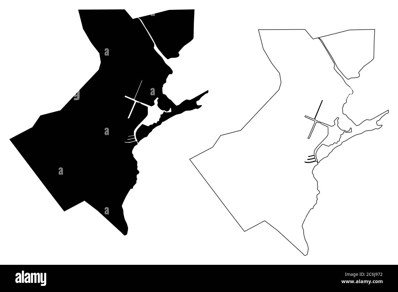 Portmore City (Jamaica island) map vector illustration, scribble sketch ...