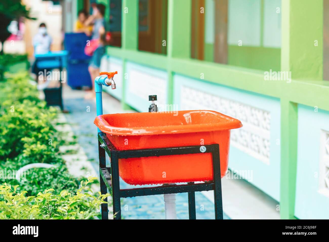 Hand washing area for cleaning to prevent the spreading of the Corona ...