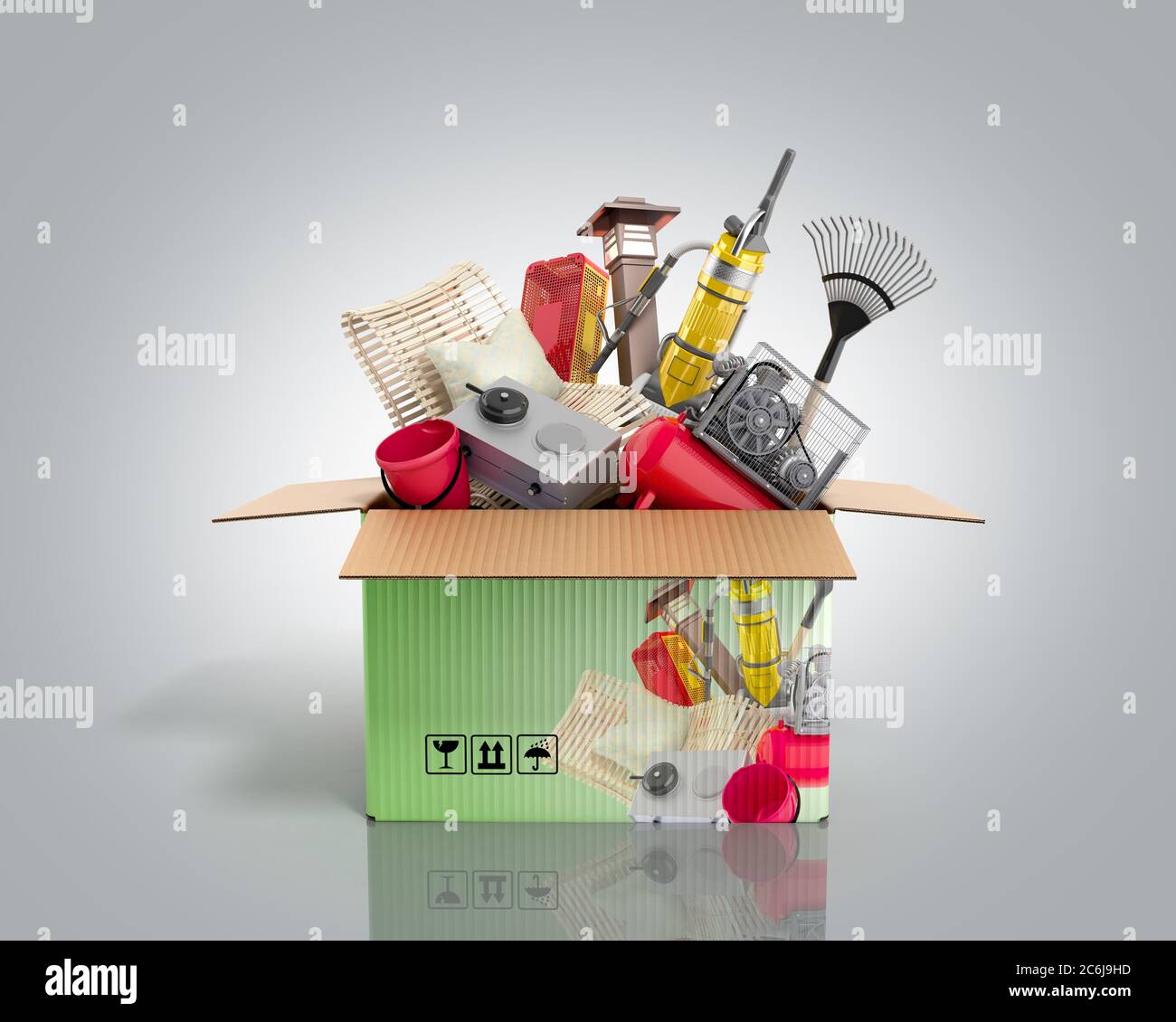 concept of product categories garden accessories in the box 3d render ...