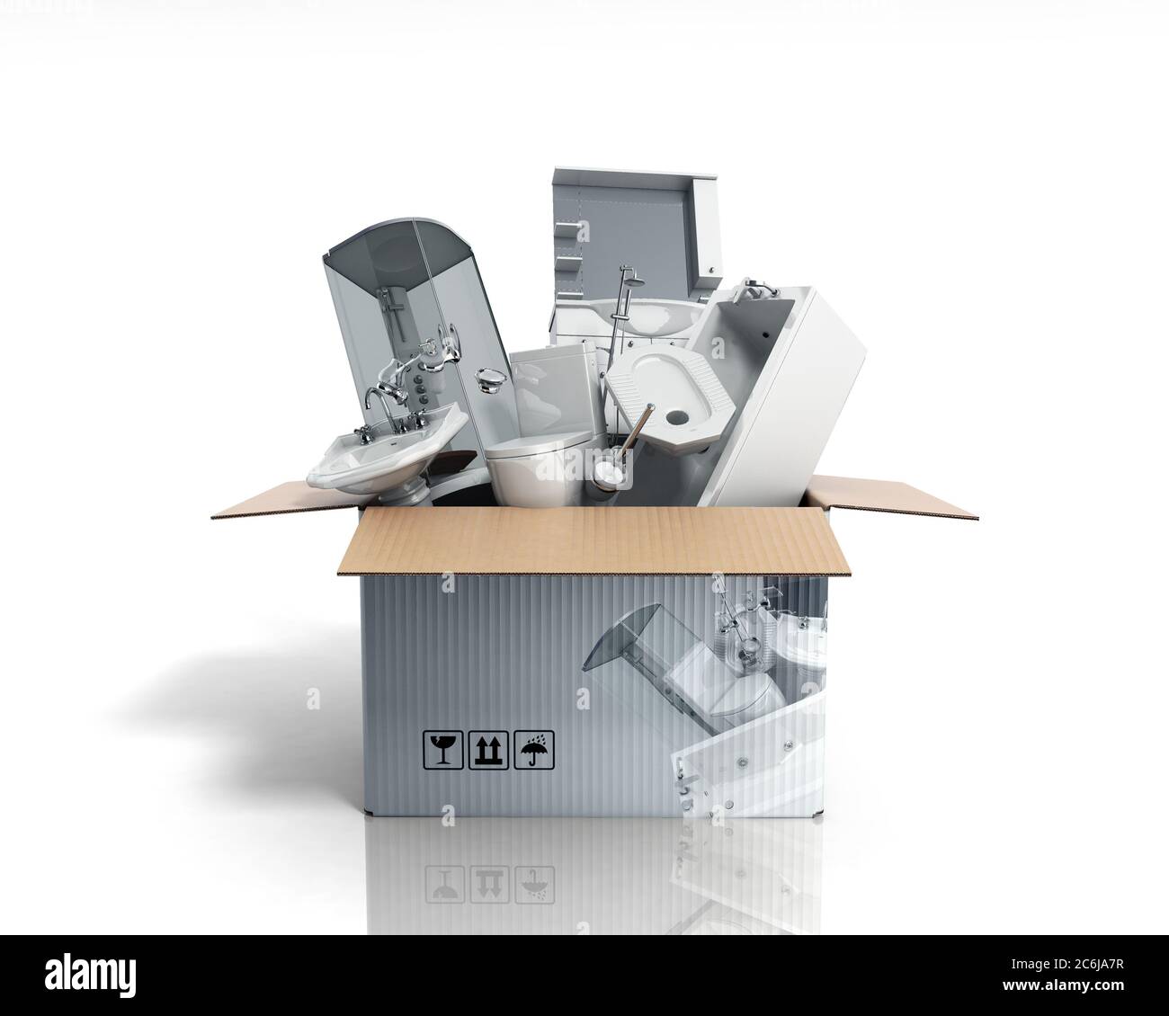 concept of product categories sanitary engineering in the box on white ...