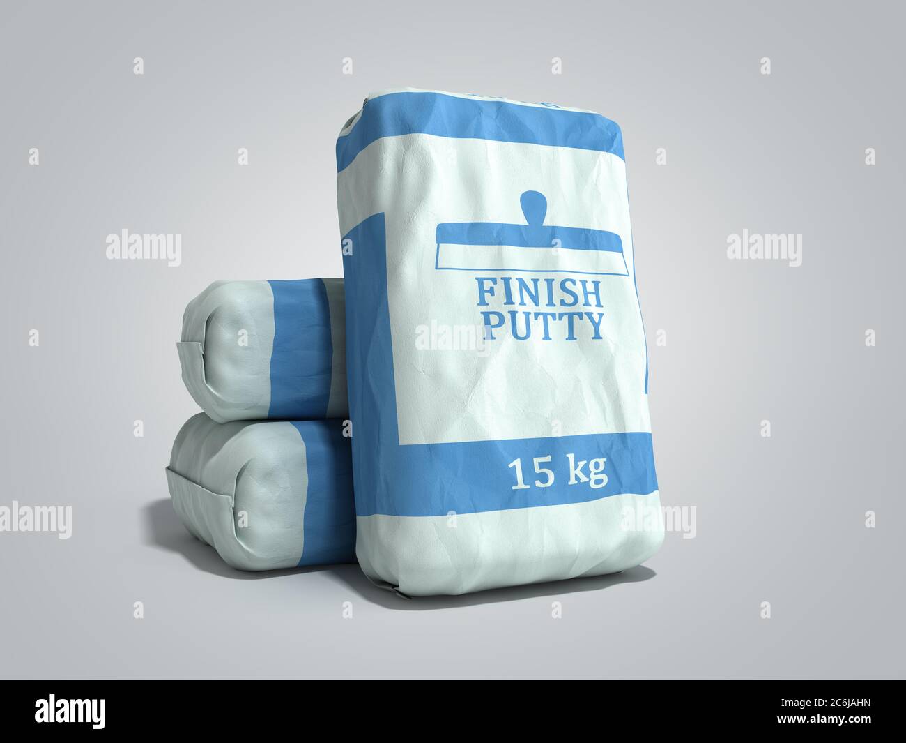 tile finish putty in the package ceramic glue 3d render on grey ...