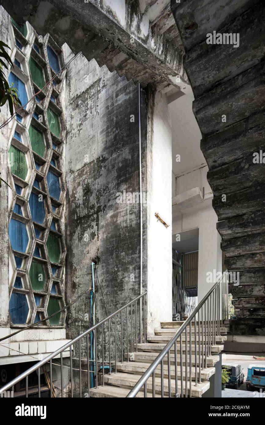 Vertical view of concrete stairs on east elevation, the service side of ...