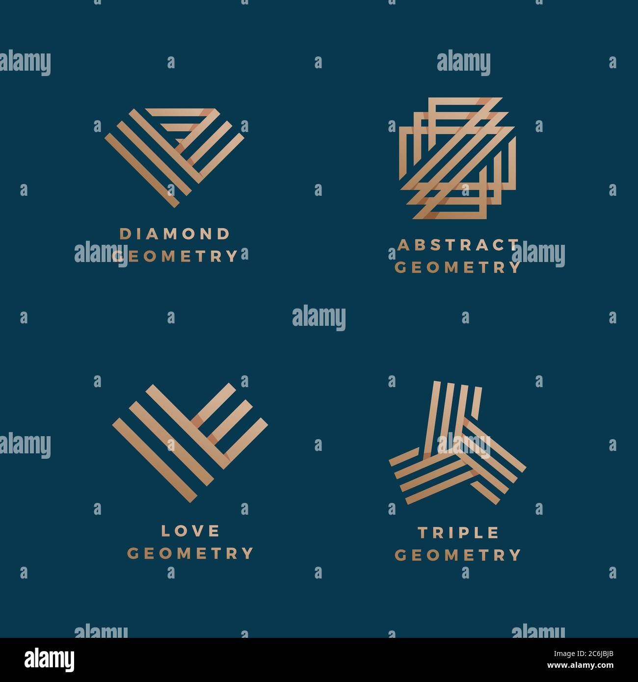 Abstract Geometry Minimal Vector Signs Set. Golden Line Gradient ...