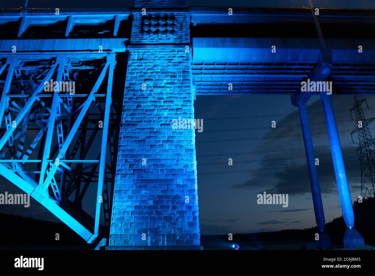Britannia Bridge, Bangor, North Wales, UK. The bridge that the Menai ...