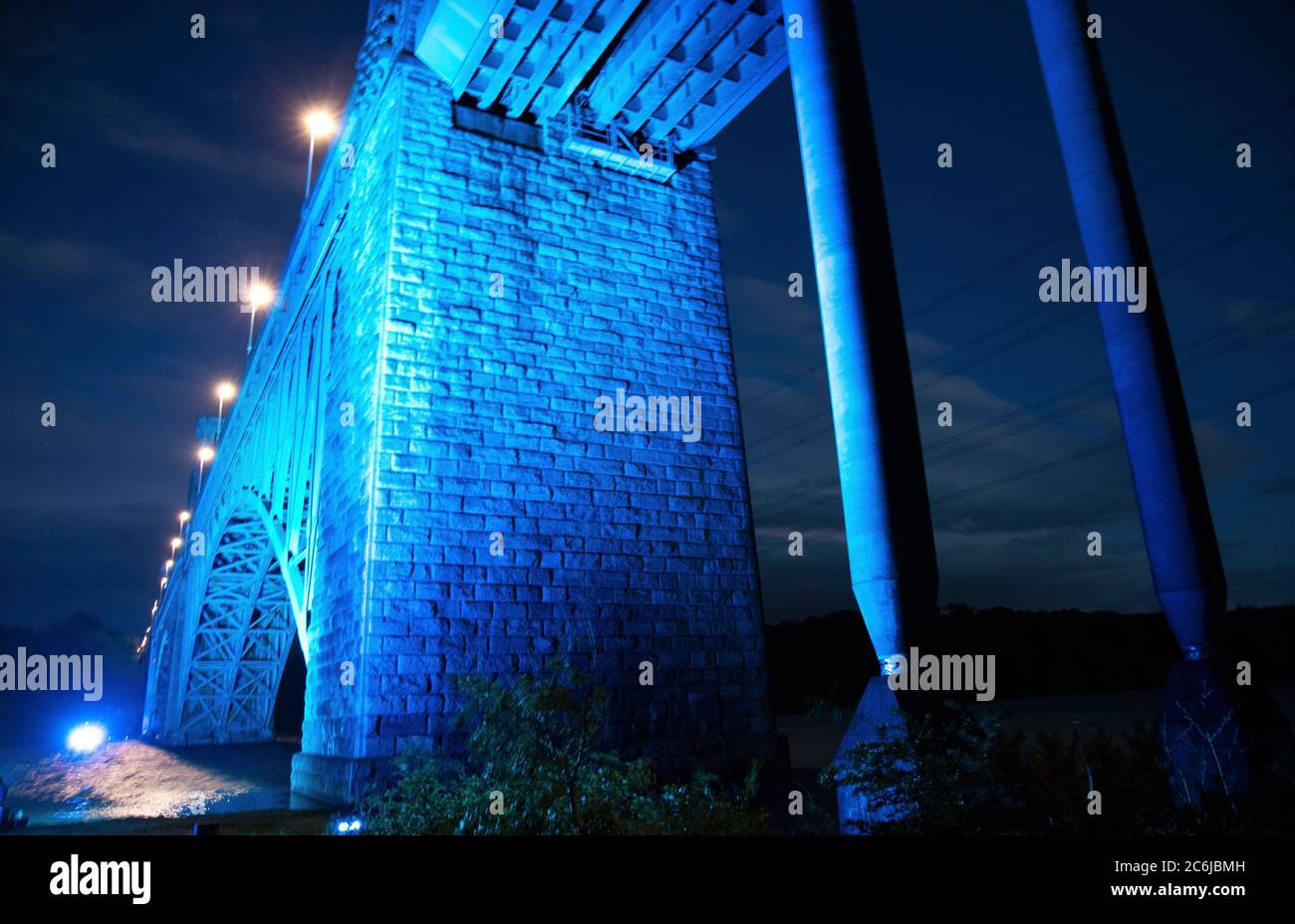 Britannia Bridge, Bangor, North Wales, UK. The bridge that the Menai ...