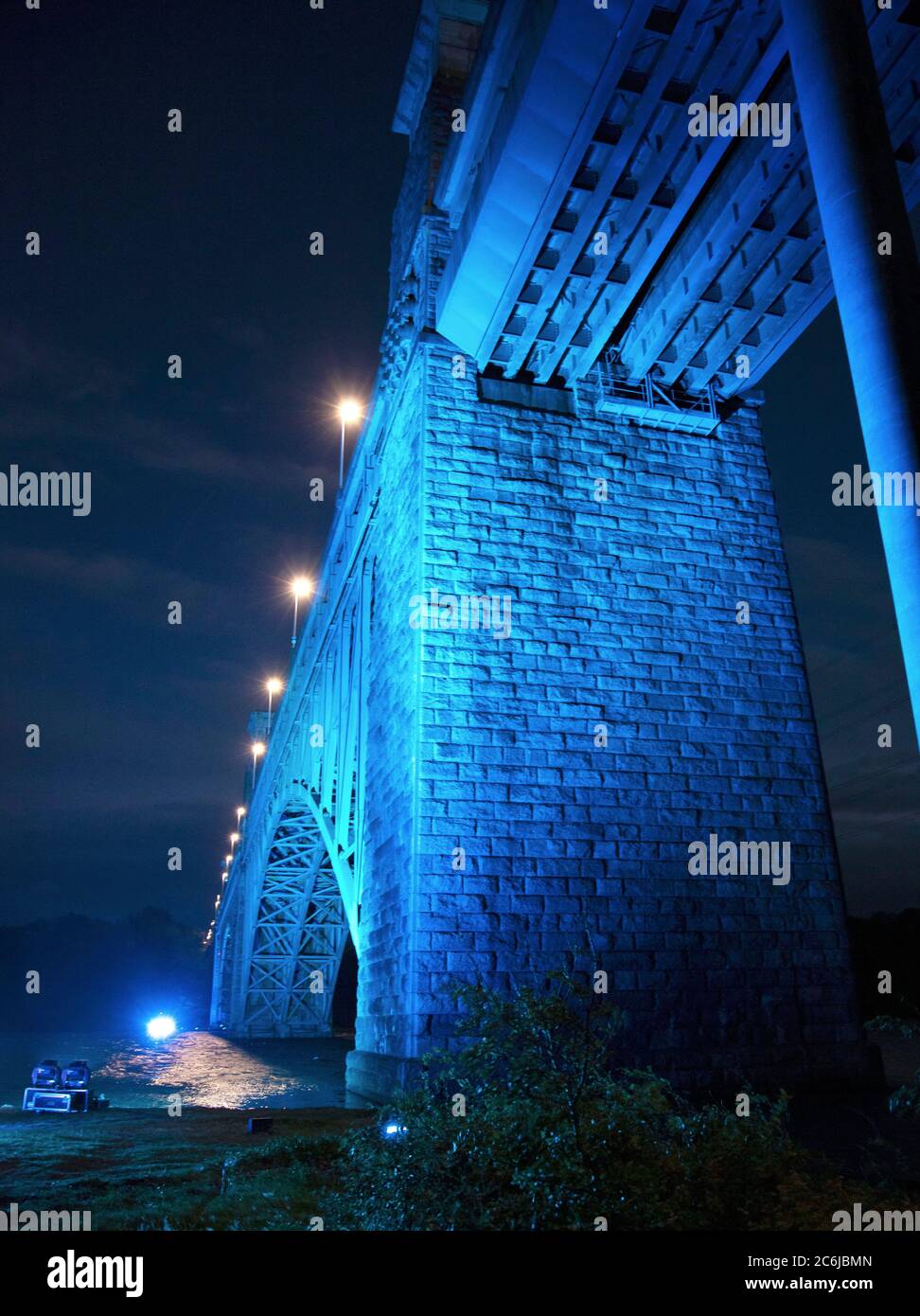 Britannia Bridge, Bangor, North Wales, UK. The bridge that the Menai ...