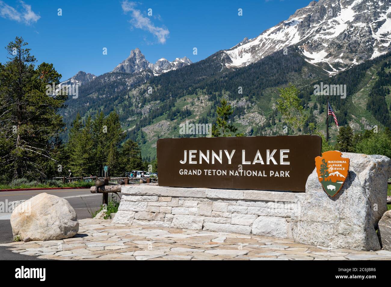 Grand Teton National Park, Wyoming - June 26, 2020: Sign for Jenny Lake ...