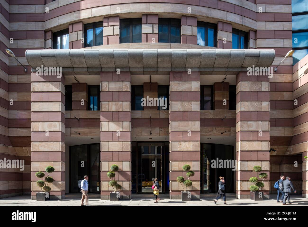 Axial view of south elevation showing banded bay window projection with ...