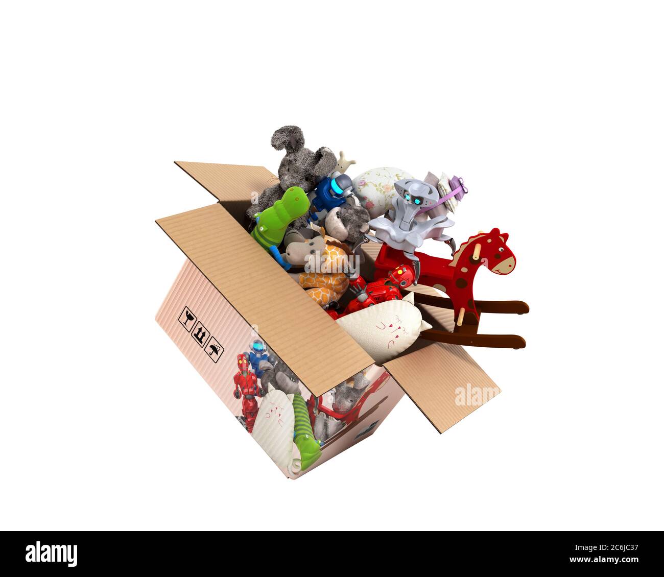 concept of product categories toys fly out of the box 3d render on ...