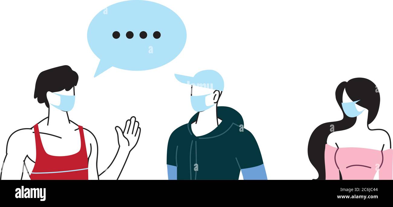 people with mask talking by bubble vector illustration desing Stock ...