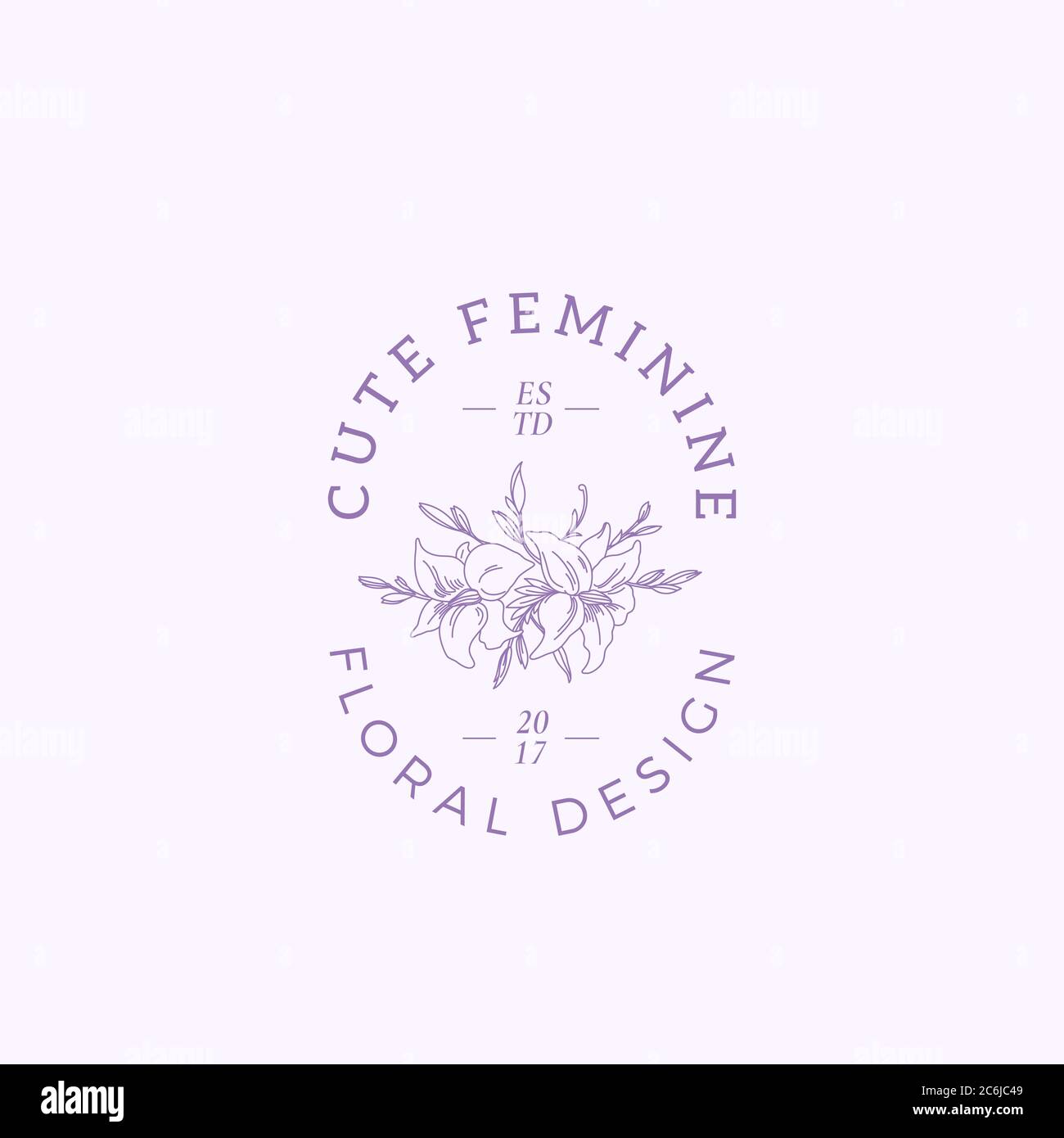 Cute Feminine Vector Sign, Symbol or Logo Template. Abstract Retro ...
