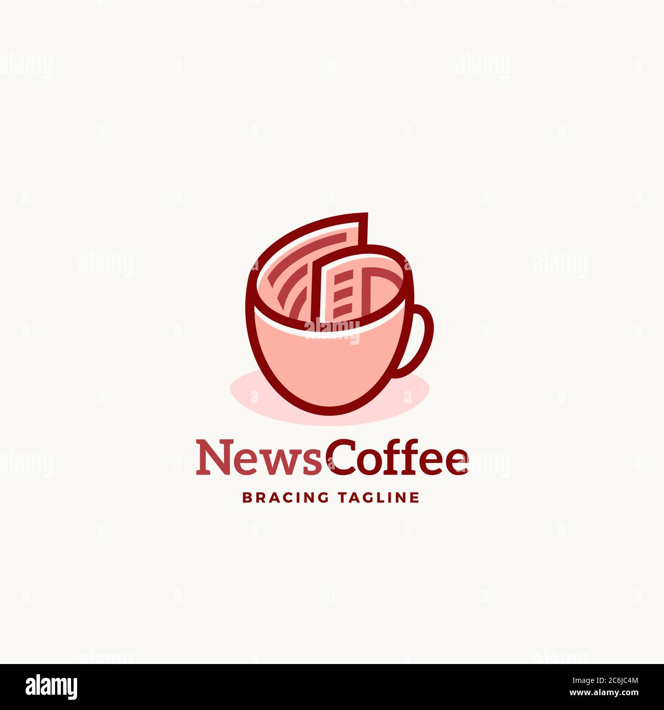 News Coffee Abstract Vector Sign Emblem or Logo Template. Newspaper ...